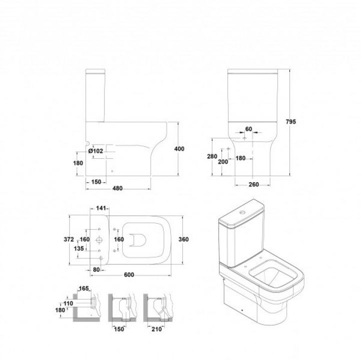 Inodoro compacto adosado a pared MID Gala | CERÁMICAS Y BAÑOS